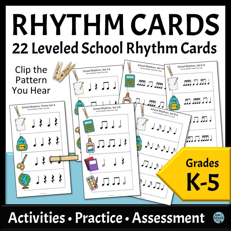 Fun Rhythm Activities for Elementary Music - Clip Cards